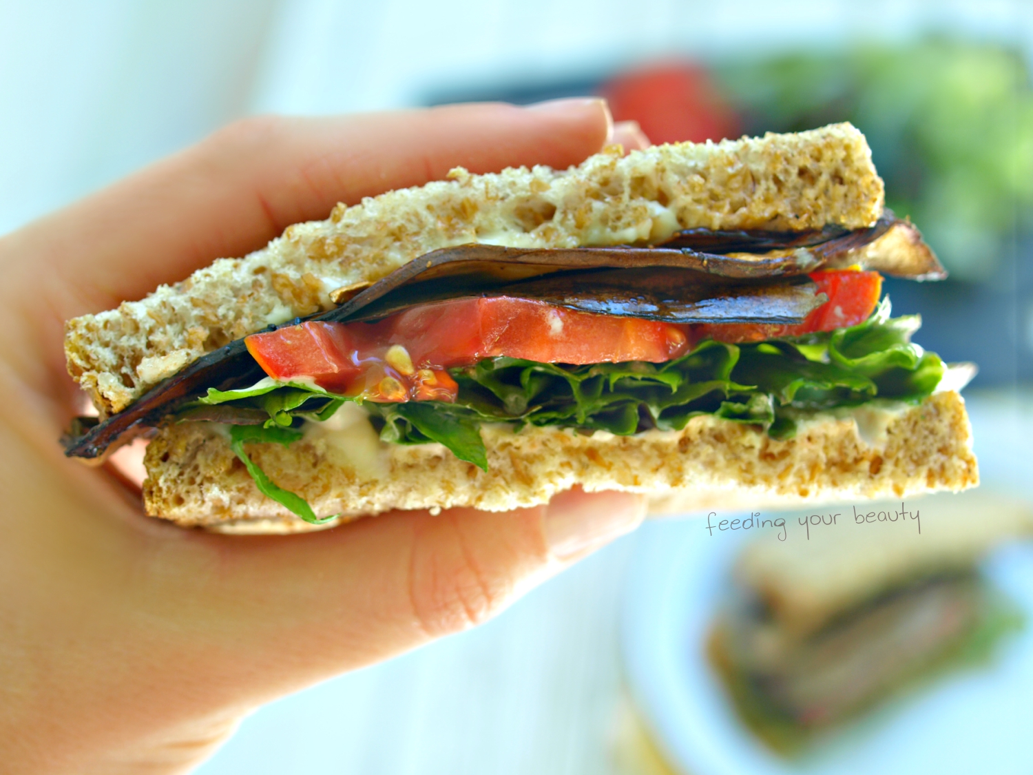 Vegan BLT with Oil-Free Baked Smoky Portobello Strips – Feed Your Beauty